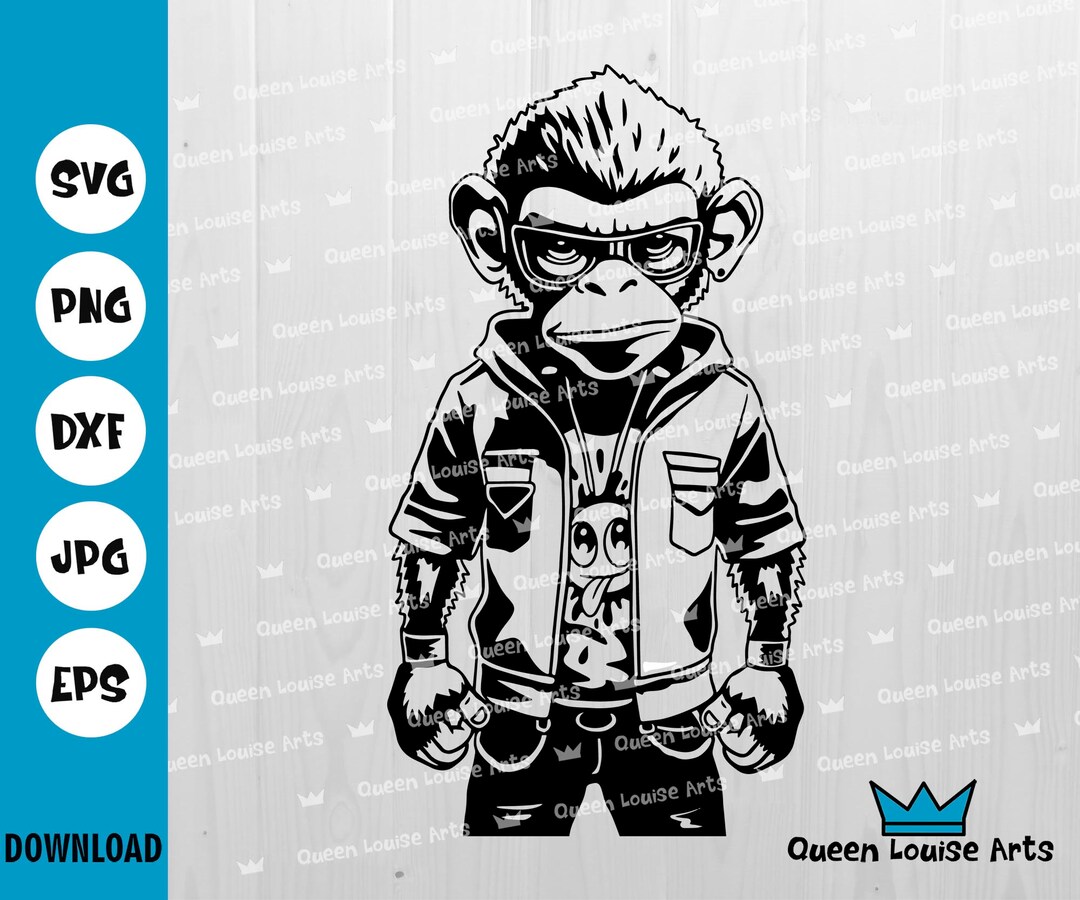 Cool Monkey Svg Hip Hop Hipster Svg,cartoon Angry Monkey Wearing ...