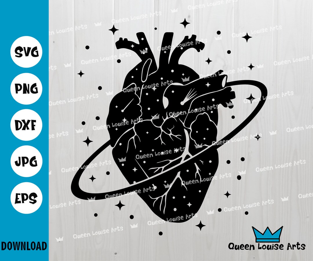 Anatomical Heart SVG DXF PNG Magic Starry Celestial Heart Planet Svg ...