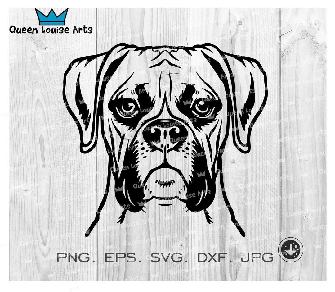 Boxer Dog Svg, Realistic Pet Face Png, Detailed Line Art, T-shirt ...