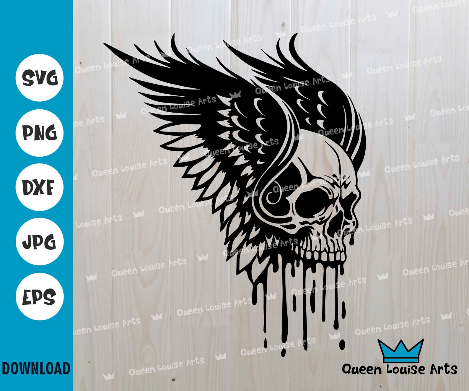 Skull Wings Horror SVG Gothic Sticker Winged Skull SVG Biker - Etsy