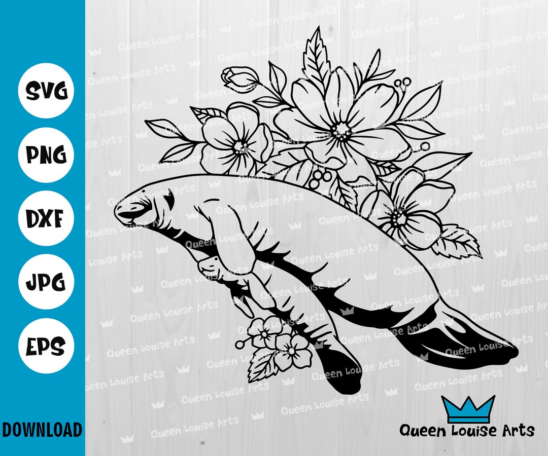 Manatee Svg,flowers Famyli Manatee Svg,ocean Creatures Svg,manatee Cut ...