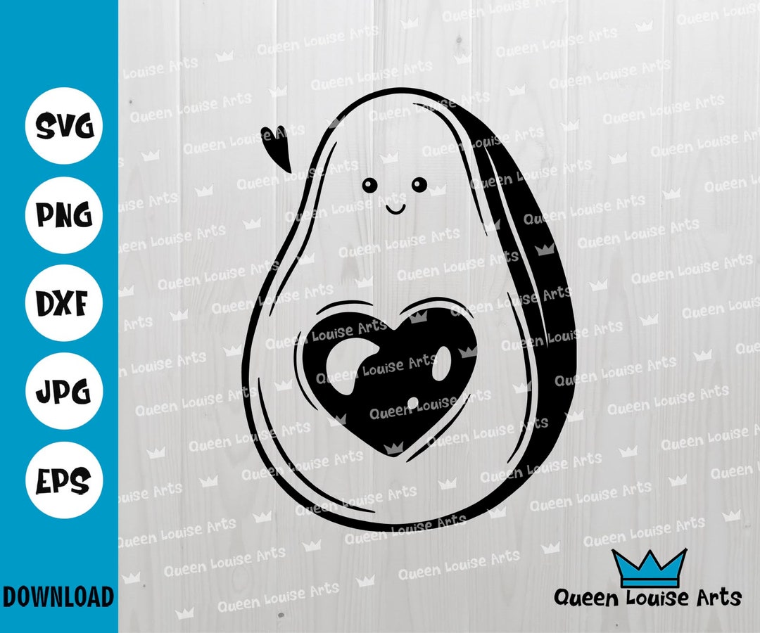 Happy Avocado Svg Dxf Eps Png Jpg Kawaii Avocado Svg, Cute Kawaii ...
