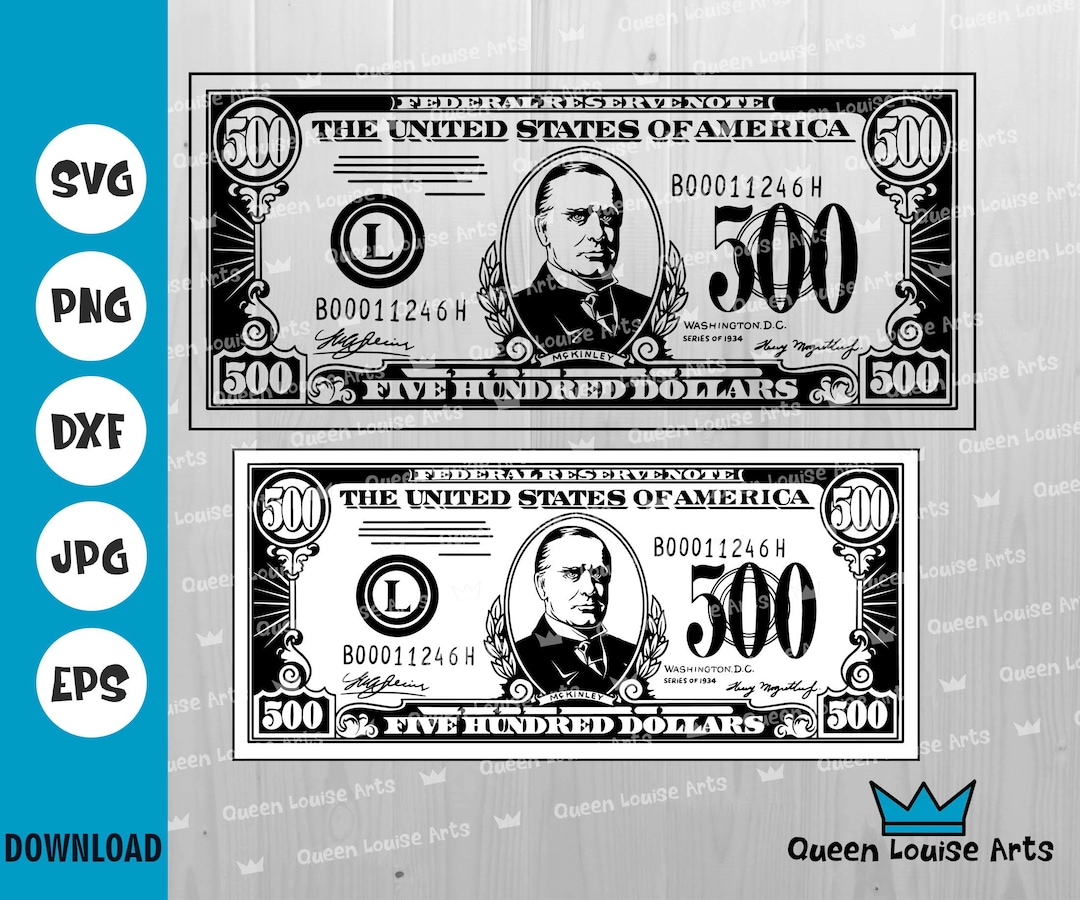 500 Dollar Svg, Vintage Money Png, Retro Bill Dxf Engraving, T-shirt ...