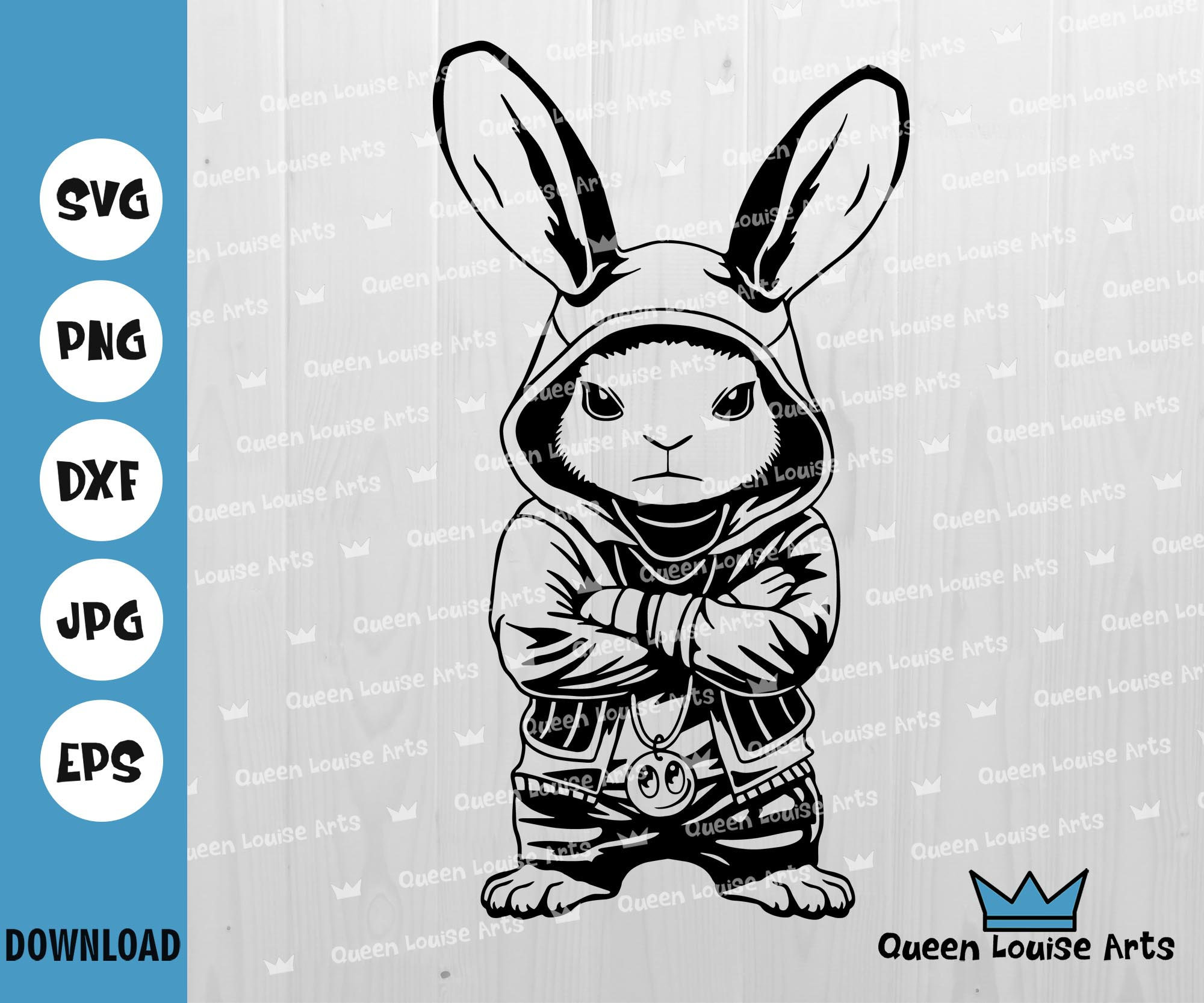 Cool Bunny Svg Png Cute Rabbit in Hood Clothes Svgcute - Etsy