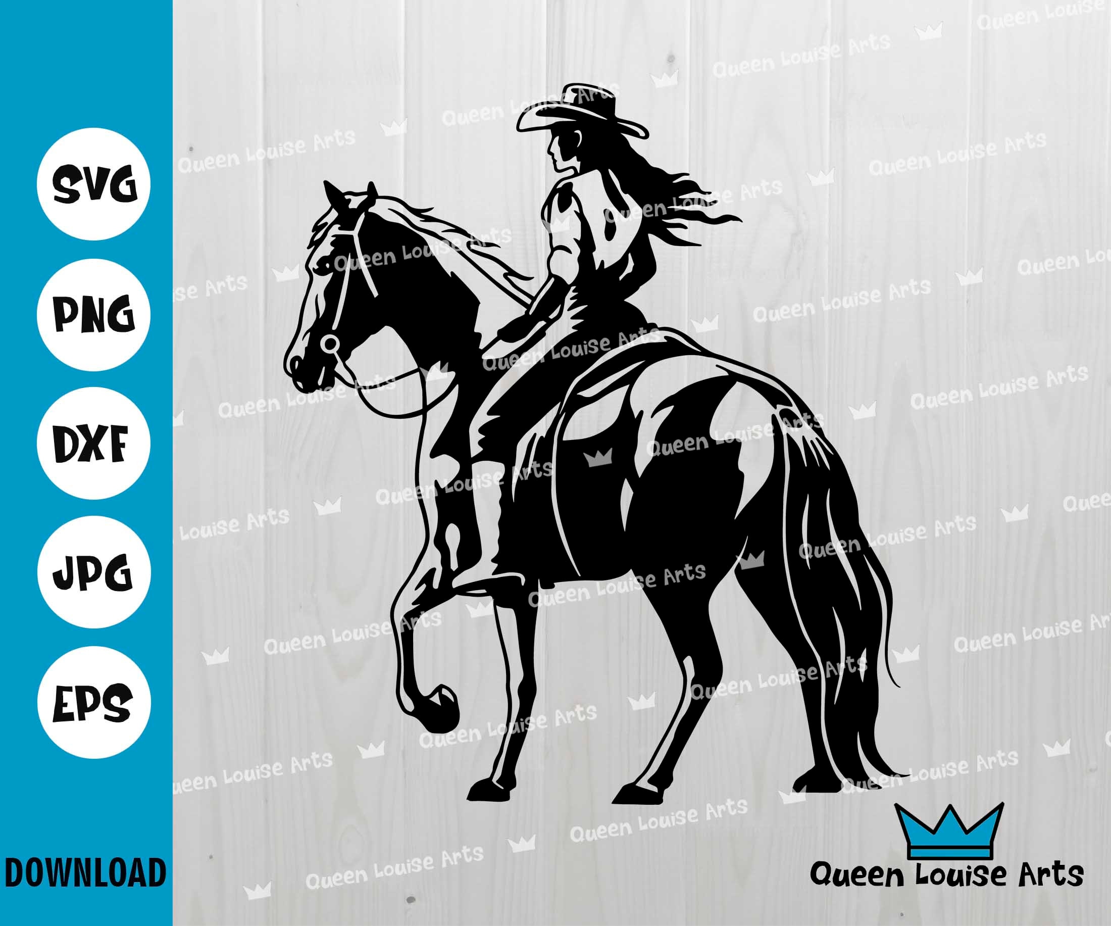 Cowgirl Riding Horse Silhouette