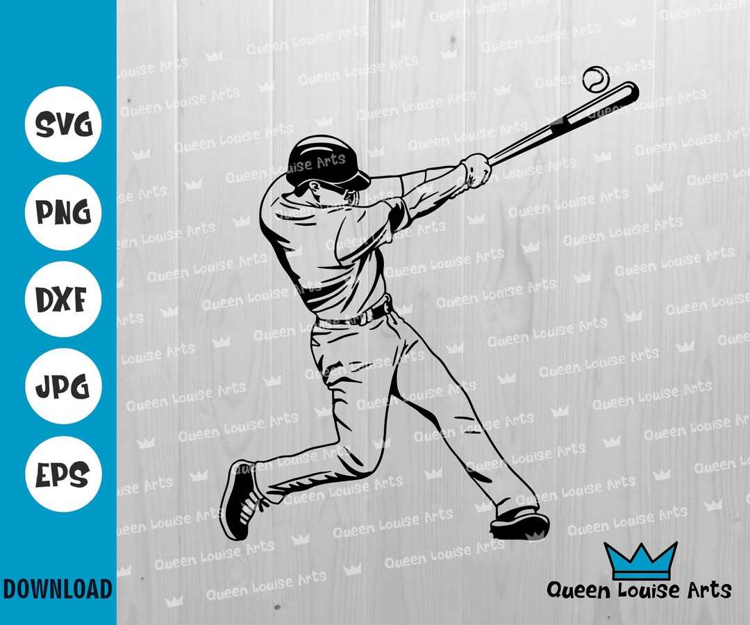 Baseball Player Svg, Hitting Action Pose Png, Sporty Man Swing Dxf T ...