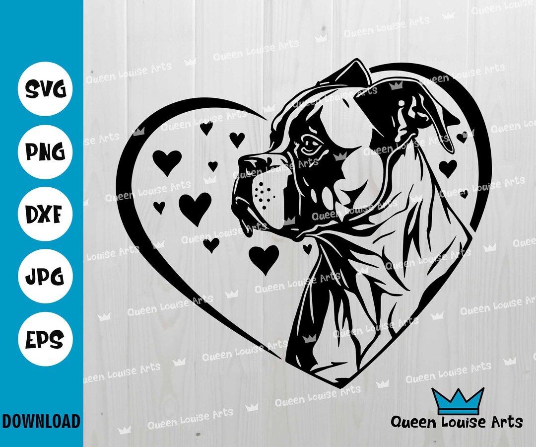 Boxer Svg,boxer Breed Png Clip Art,vector Love Dog Cuttable Cricut ...