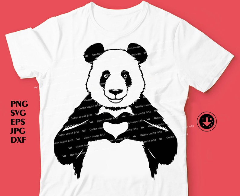 Cute Cool Panda Heart Svg Cut File Valentine Day Panda Cutting - Etsy
