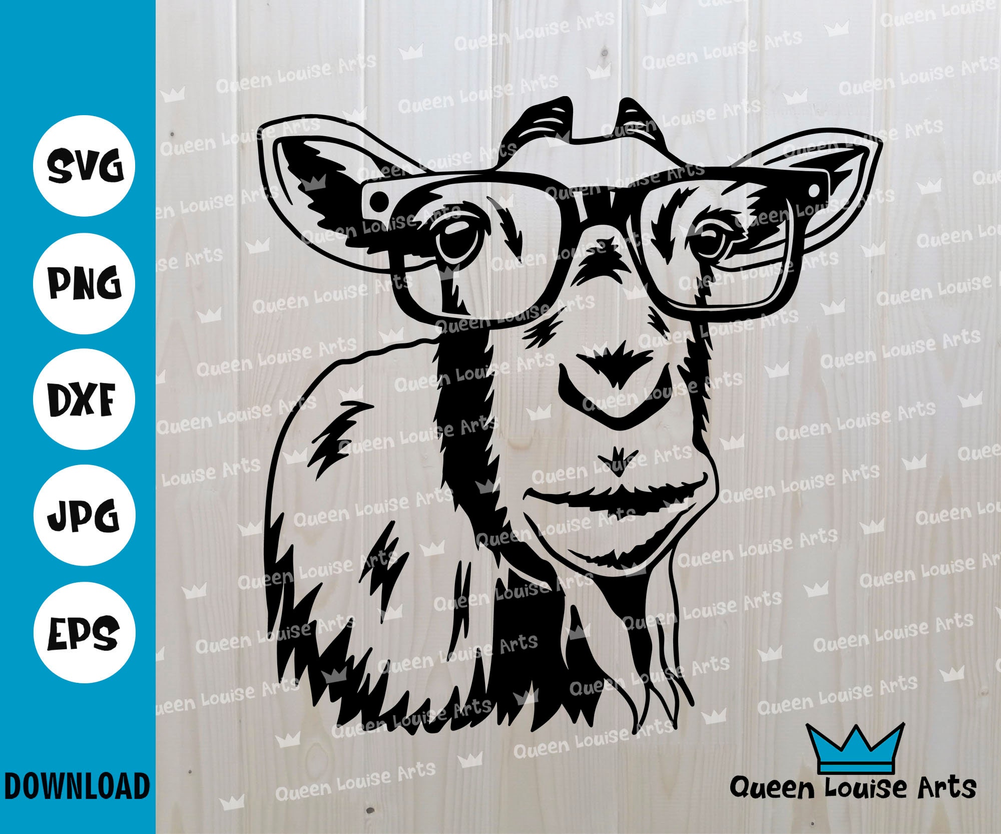 Goat Svg File Goat With Glasses Png Goat Animal Face Cute - Etsy Canada