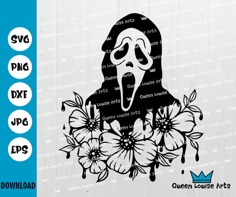 Ghostface Svg Scream Mask With Flowers Svg Png Dxf Horror - Etsy Australia