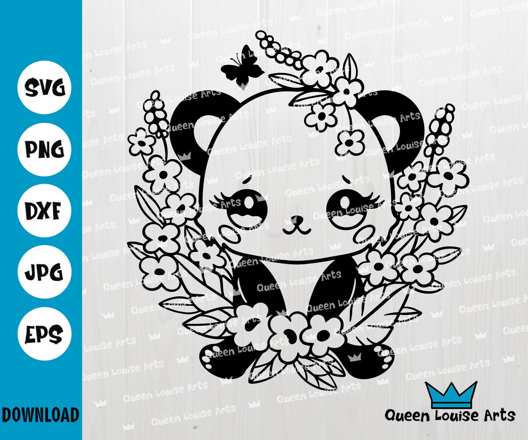 Panda Svg Png Dxf Eps Kawaii Girl Kids Baby Panda Clipart Svg Cute ...