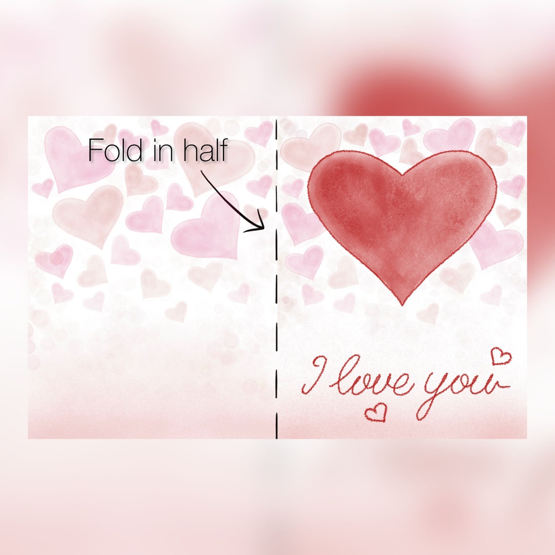 2 Valentines Day Printable Cards, Fold in Half,download Digital File ...