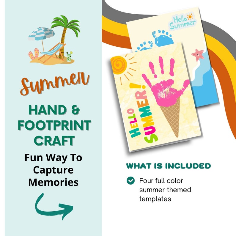 Printable Summer Handprint Art / DIY Craft / Digital Download /keepsake ...