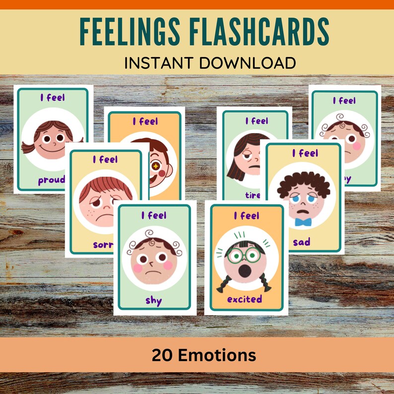 Feelings Flashcards for Preschoolers Prek Kindergarten Printable ...