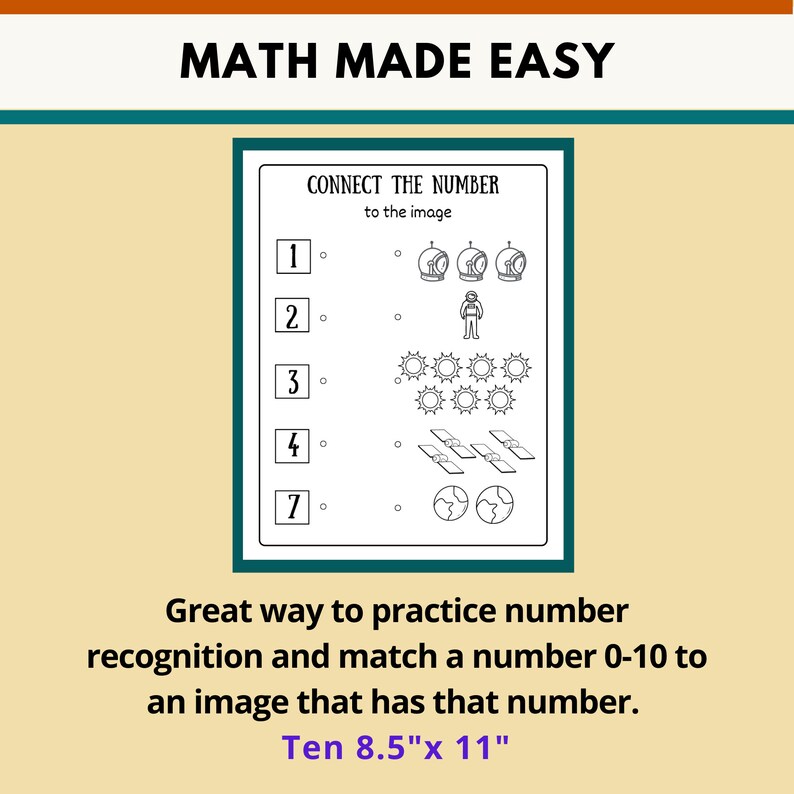 Kindergarten Space Math Worksheets Connect the Numbers Educational ...