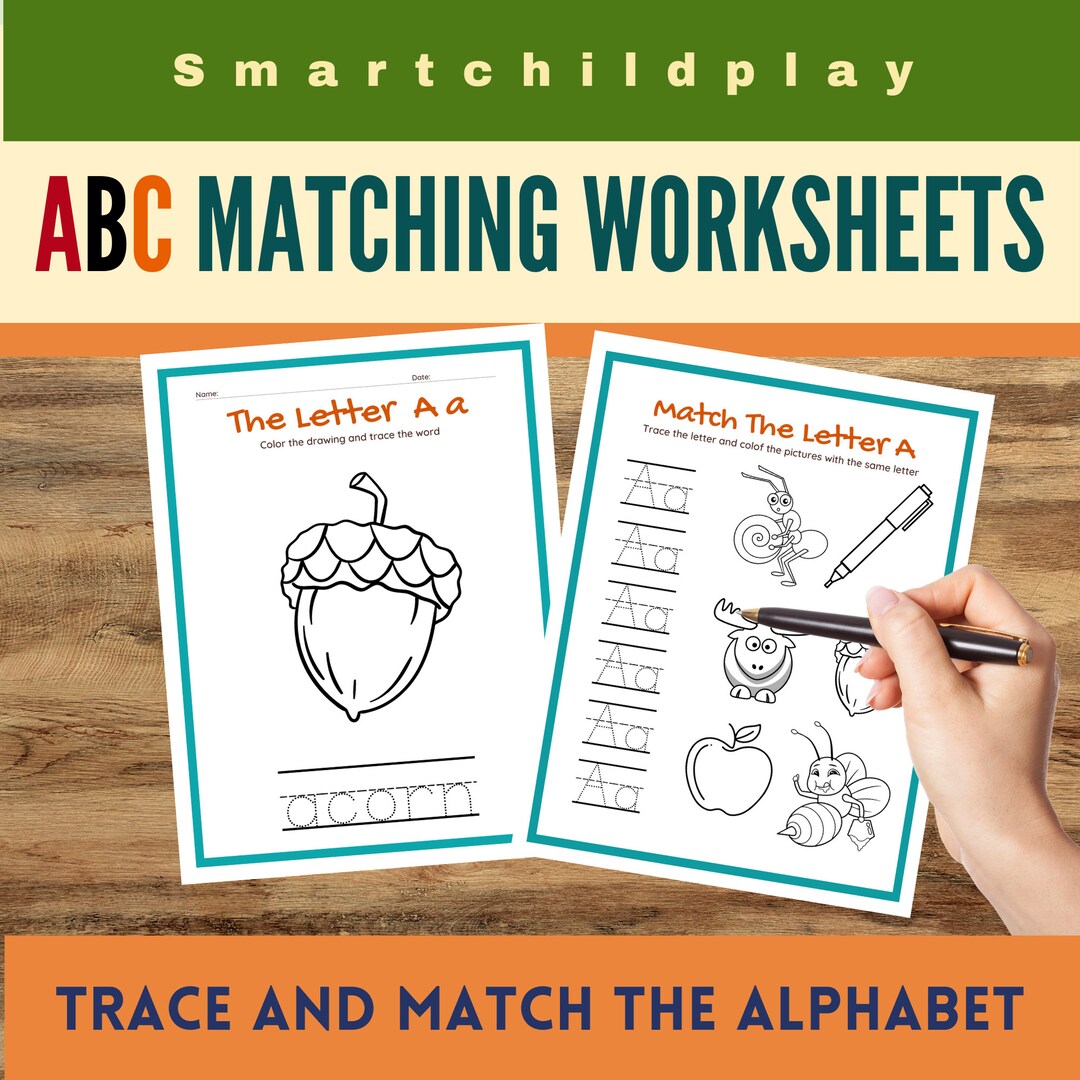 Alphabet Trace and Match Worksheets for Kids / Preschool Printable ...