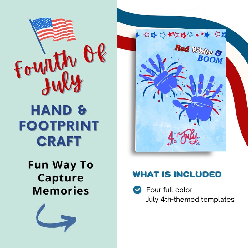 Imprimible 4 de julio Handprint Art / DIY Craft / Descarga digital ...