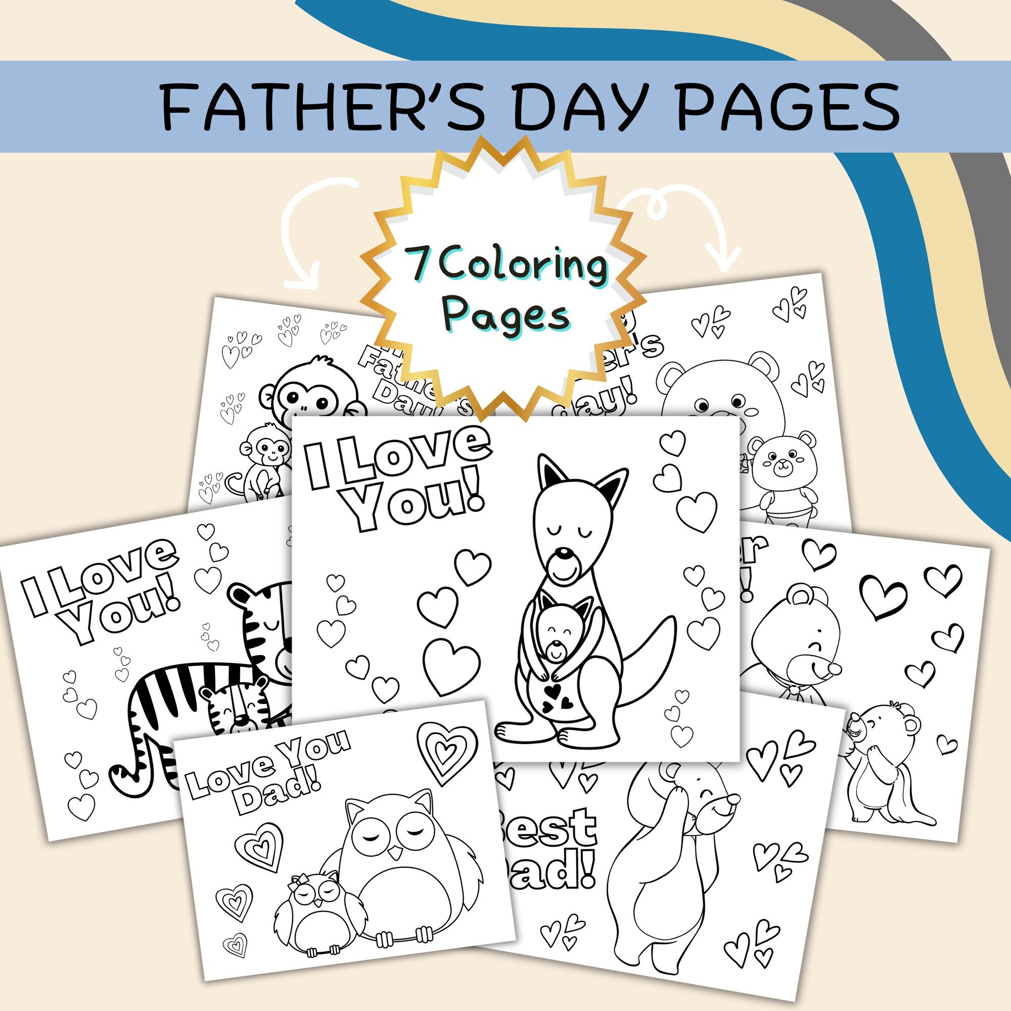 Printable Father's Day Coloring Bundle / DIY Craft / Digital Download ...