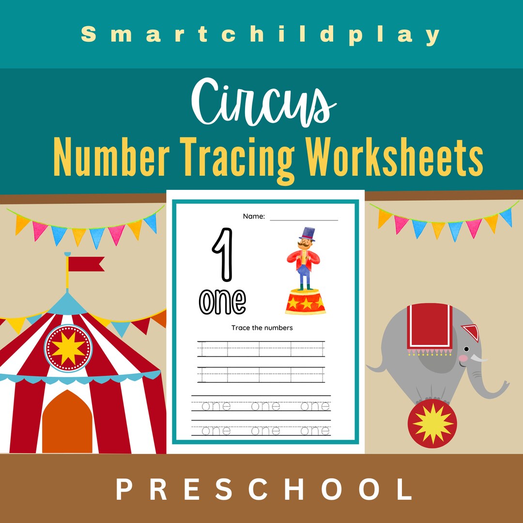 Circus Number Tracing Worksheets / Preschool Printable / Educational ...