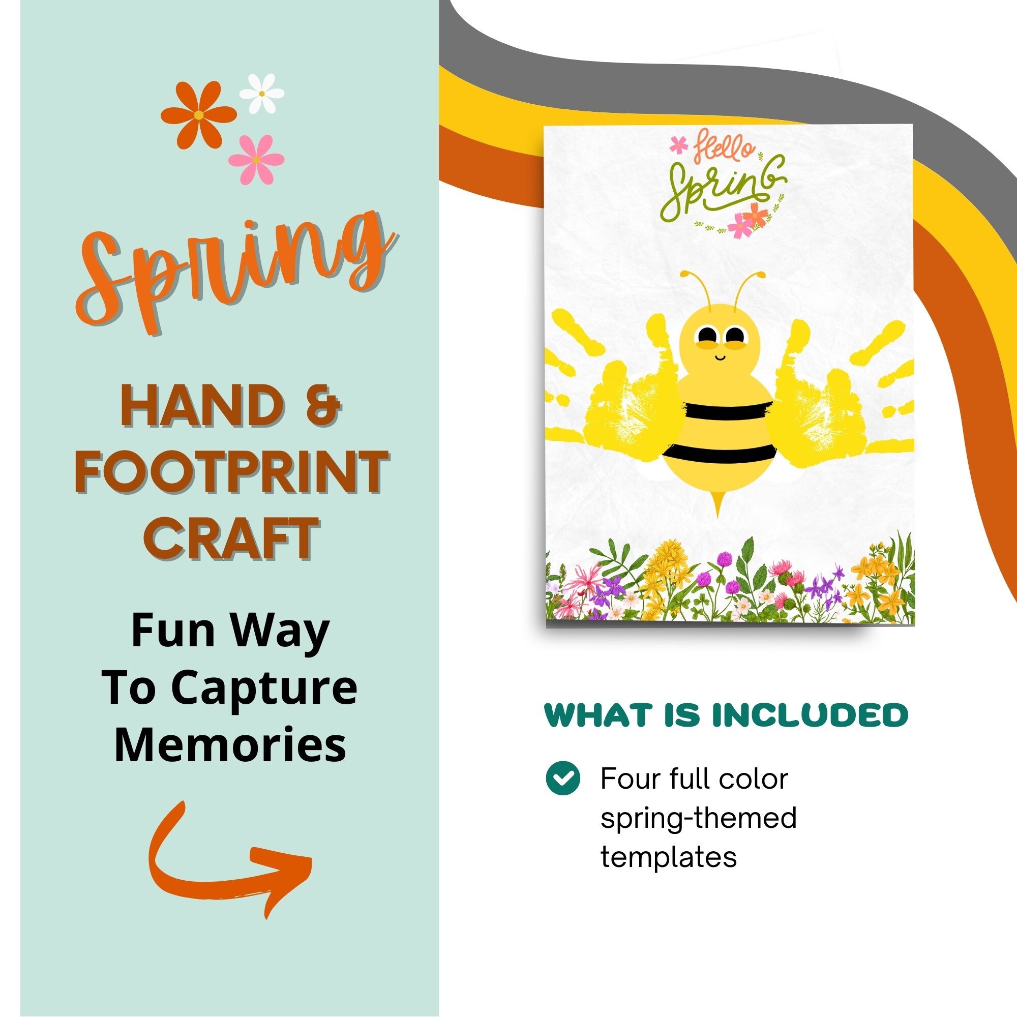 Printable Spring Handprint Art / DIY Craft / Digital Download /keepsake ...