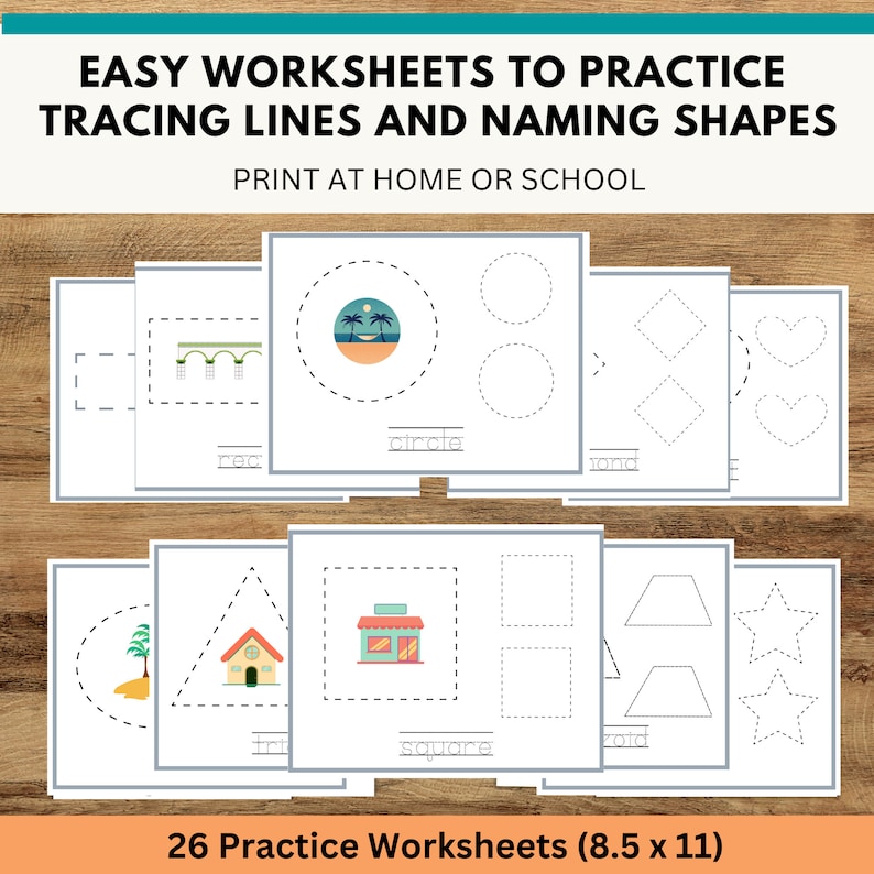Line and Shape Tracing Worksheets Prek Kindergarten Printable ...