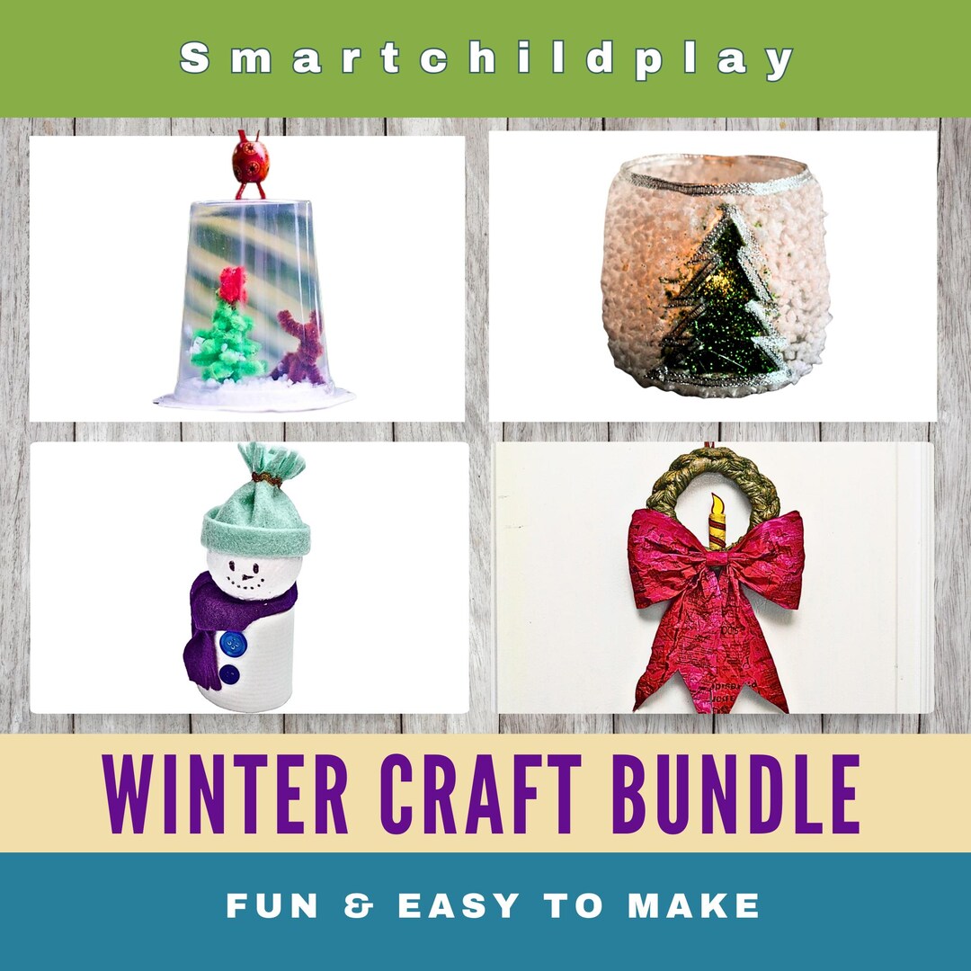 Winter Kid Craft DIY Bundle – Plastic Cup Snow Globe / Holiday Candle ...