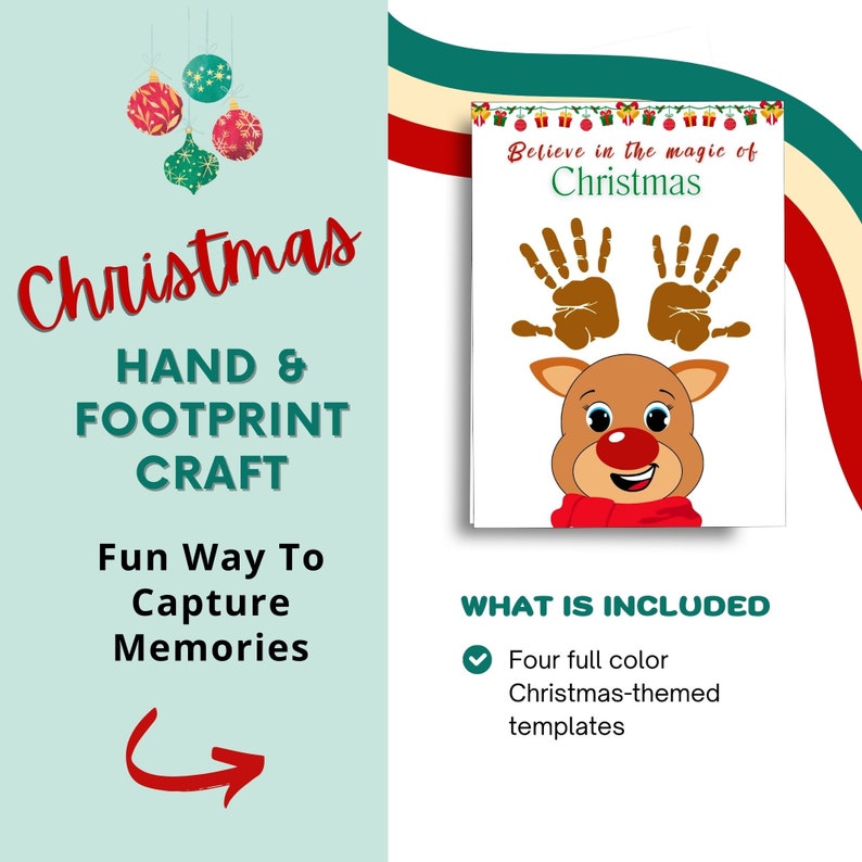 Printable Christmas Handprint Art / DIY Craft / Digital Download ...