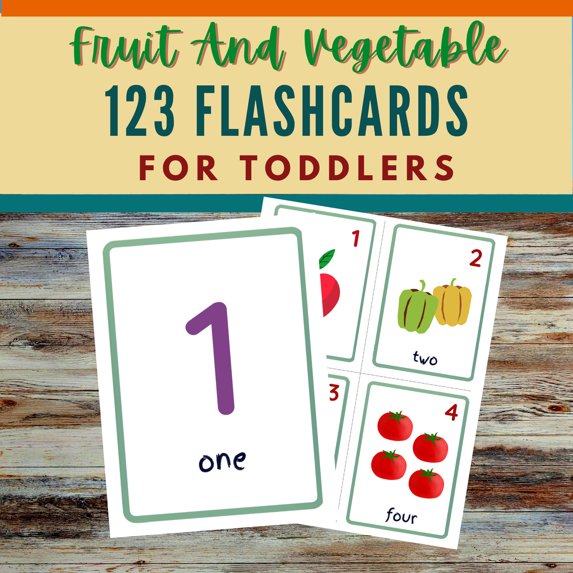 Fruit and Veggie Number Flashcards for Toddlers / Preschool Printable ...