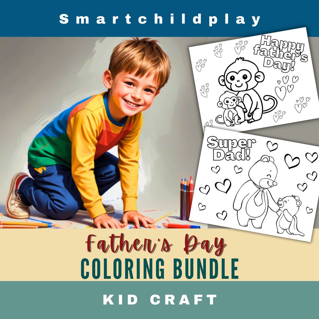 Printable Father's Day Coloring Bundle / DIY Craft / Digital Download ...