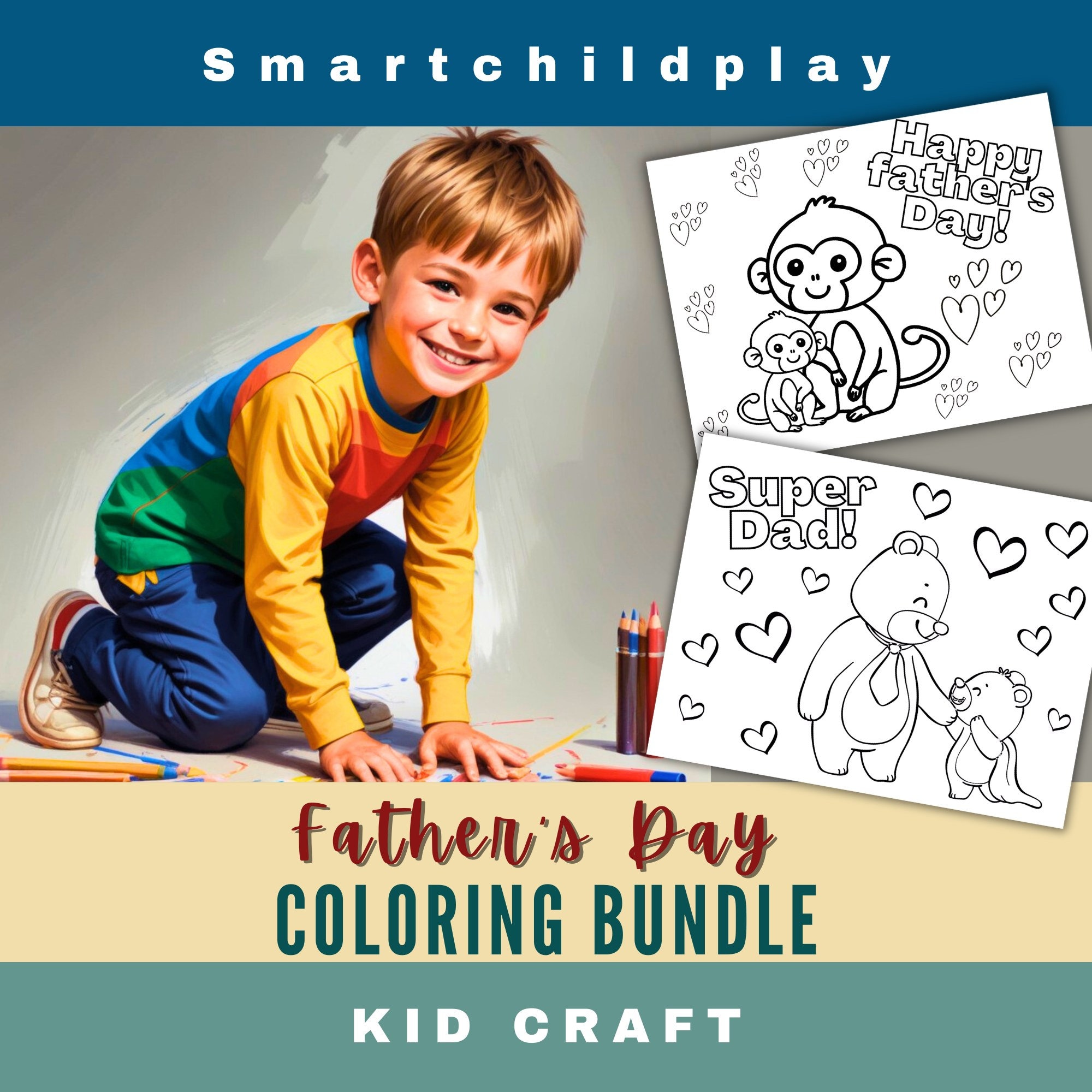 Printable Father's Day Coloring Bundle / DIY Craft / Digital Download ...