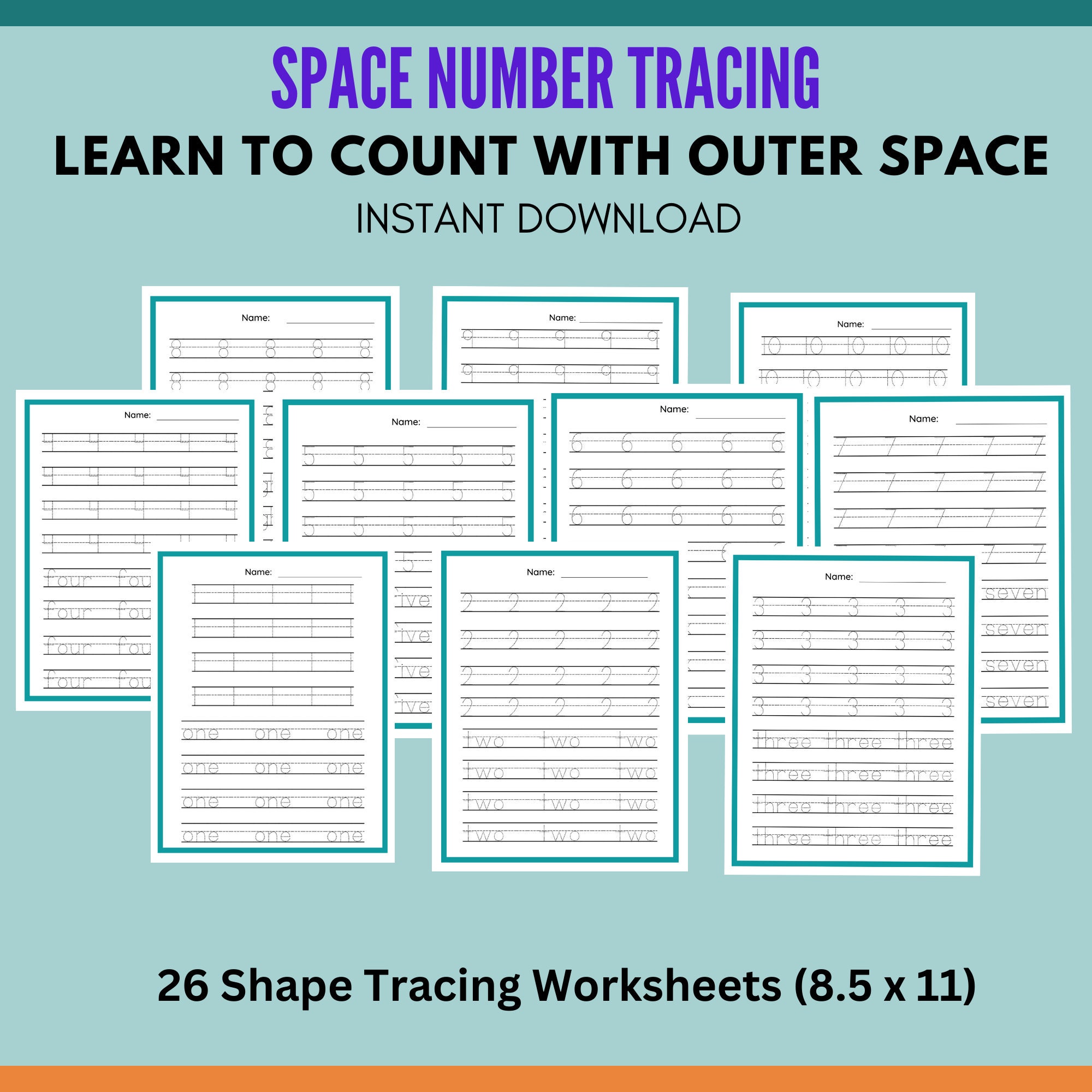 Space Number Tracing Worksheets / Preschool Printables / Educational ...