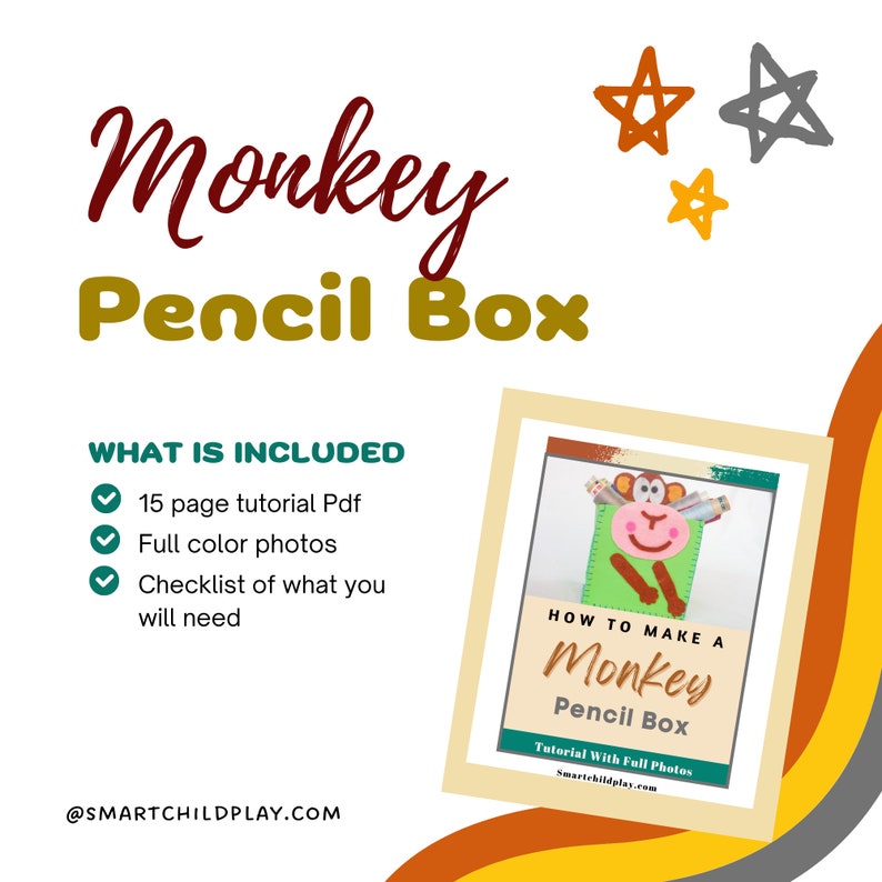 Monkey Pencil Box Printable /kid Crafts /preschool Kindergarten Craft ...