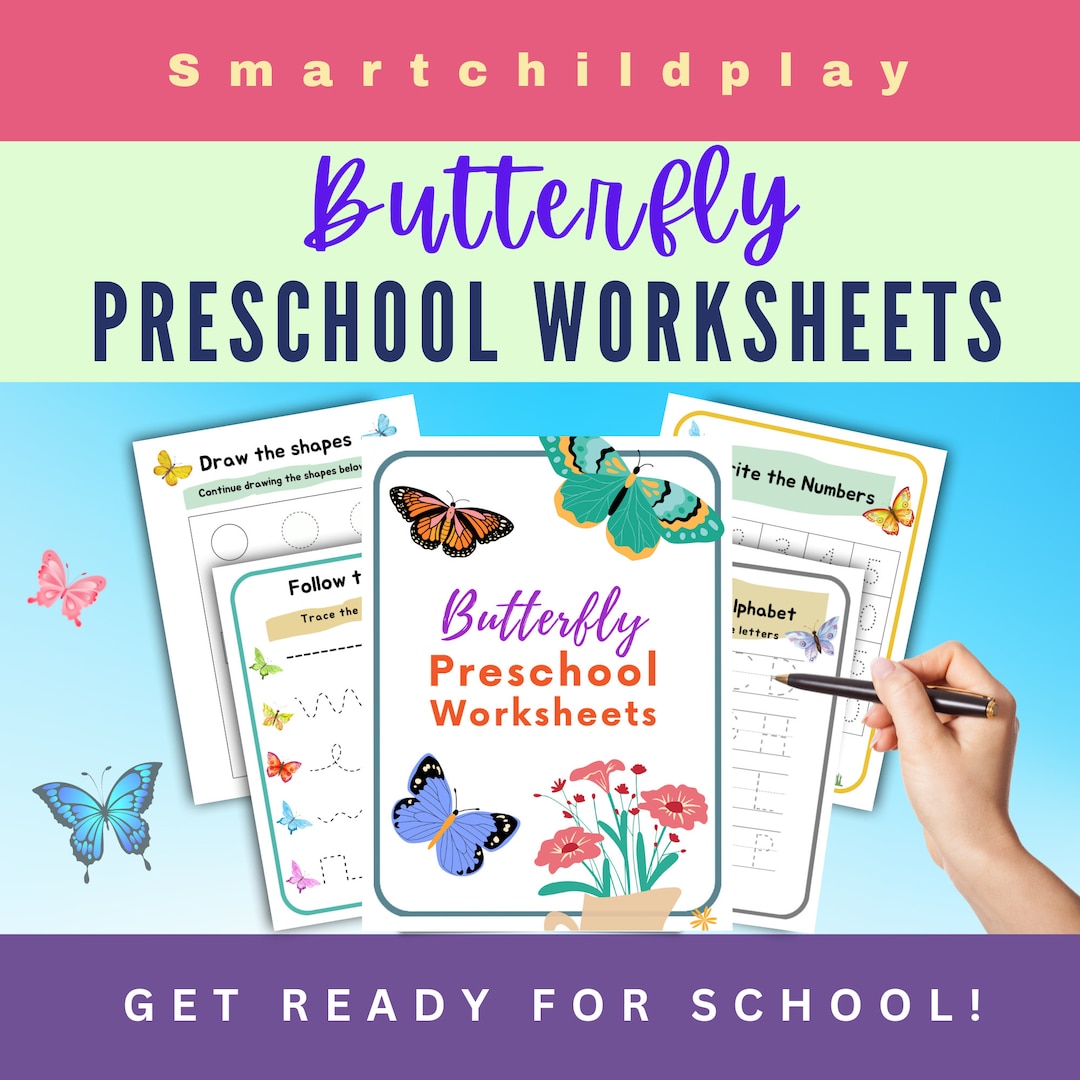 Butterfly Preschool Worksheet Bundle | Prek Kindergarten Printable ...