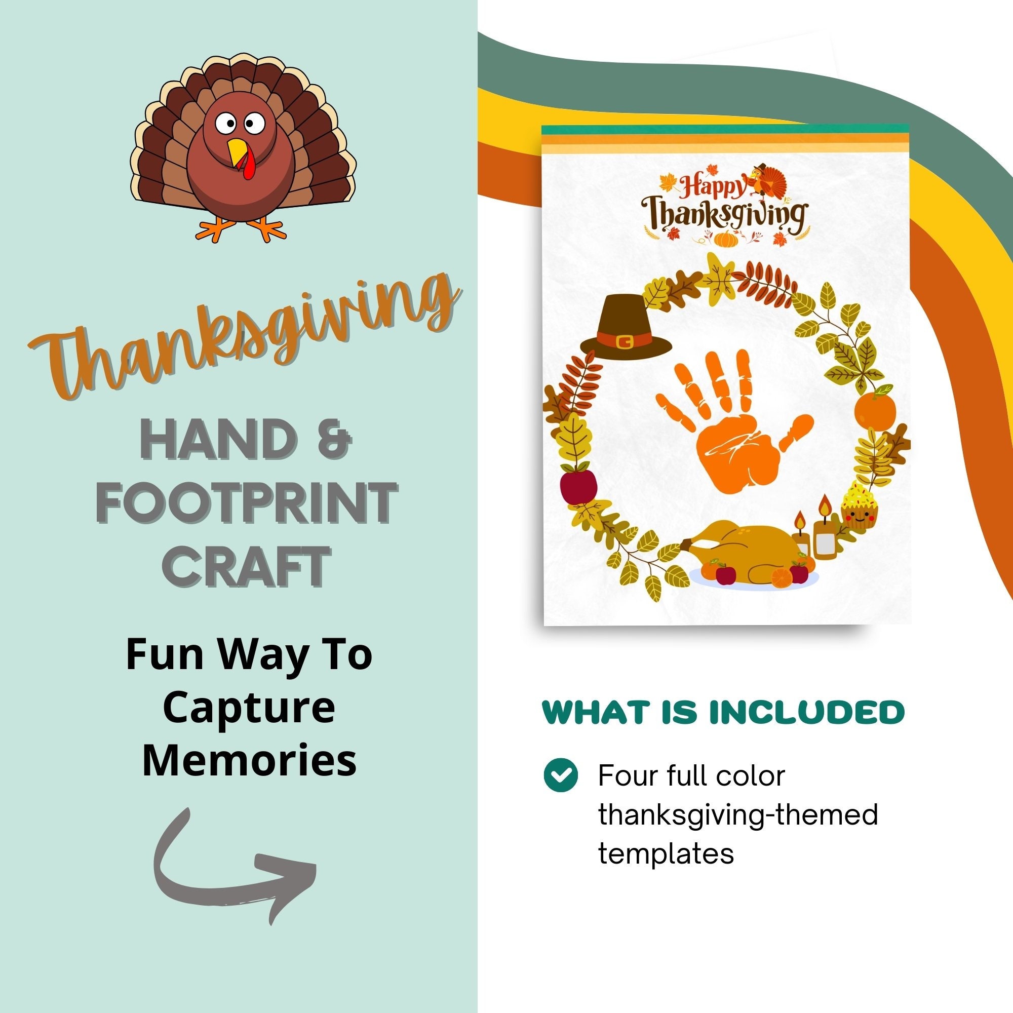 Printable Thanksgiving Handprint Art / DIY Craft / Digital Download ...