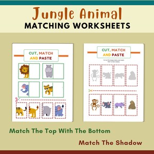 Jungle Animal Cut and Paste Worksheets | Prek Kindergarten Printable ...