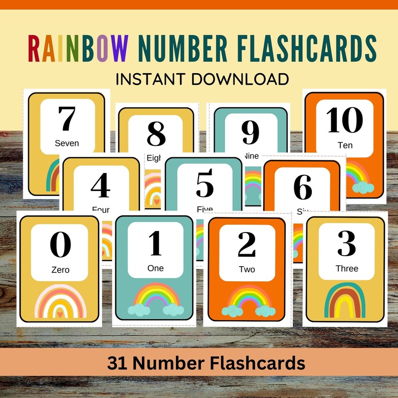 Tarjetas didácticas de números arco iris / PreK Kindergarten ...