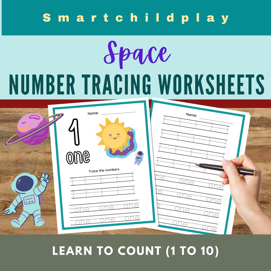 Space Number Tracing Worksheets / Preschool Printables / Educational ...