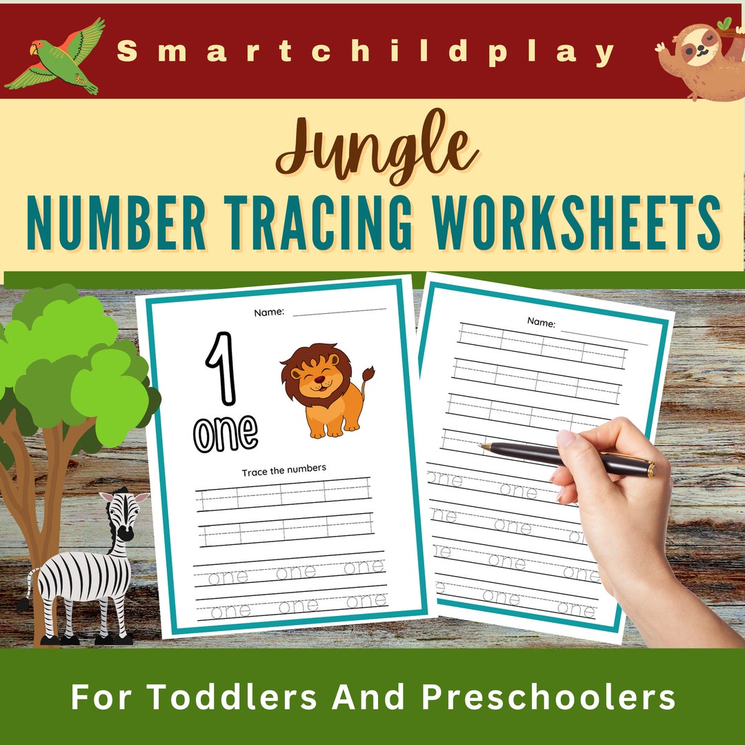 Jungle Number Tracing Worksheets / Preschool Printables / Educational ...