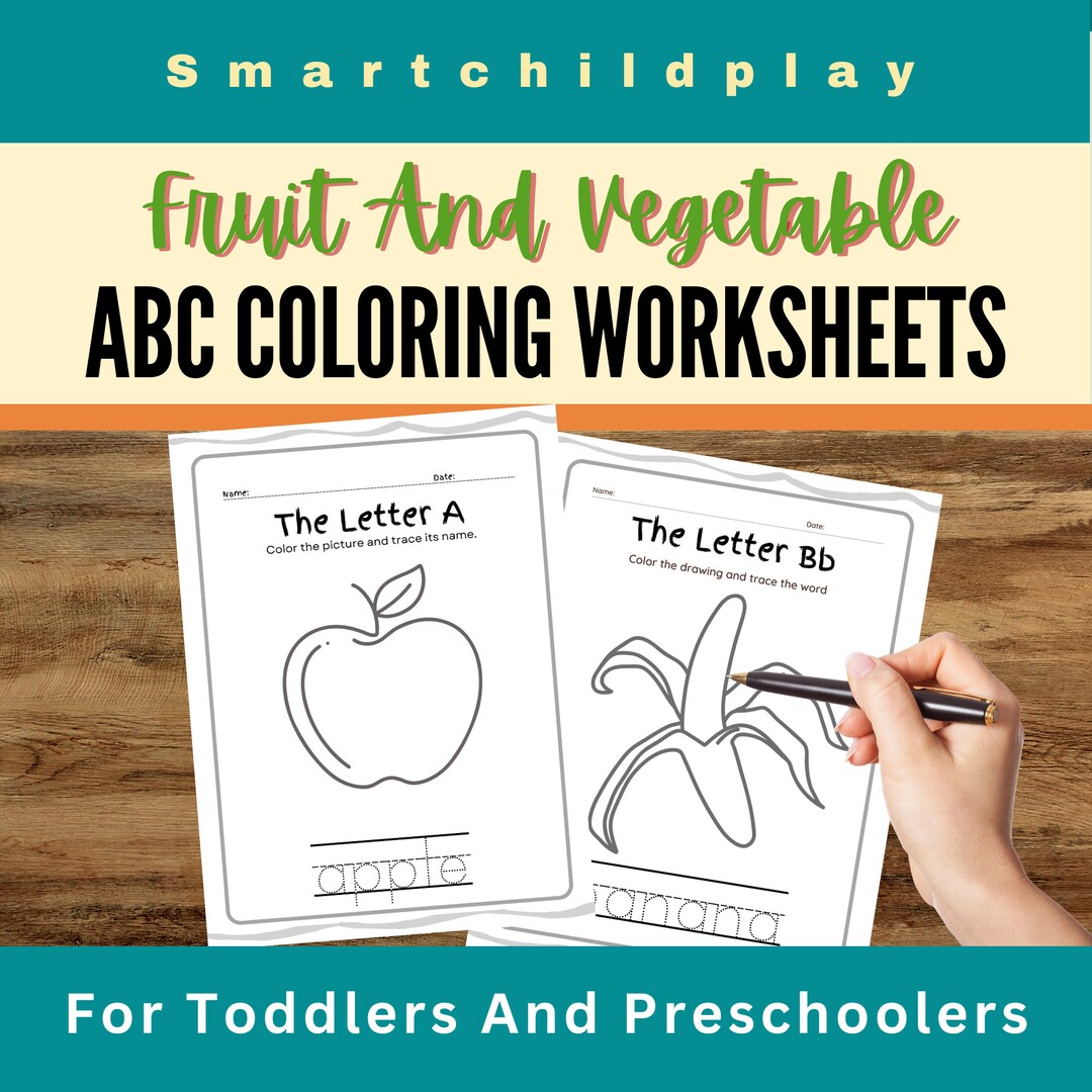 ABC Fruits and Vegetables Coloring Book / Preschool Printable ...