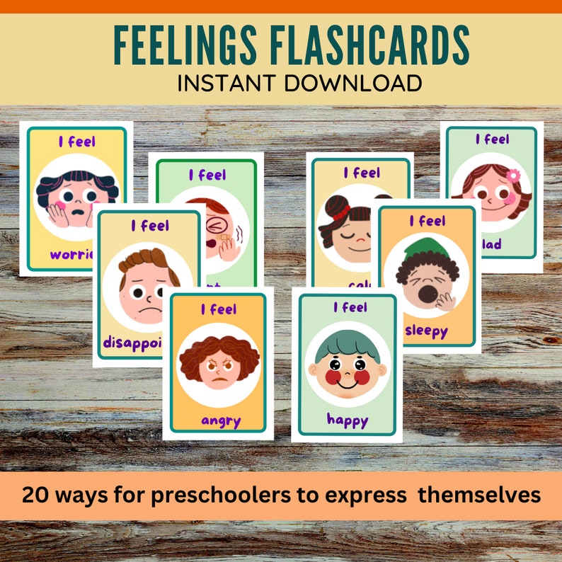 Feelings Flashcards for Preschoolers Prek Kindergarten Printable ...