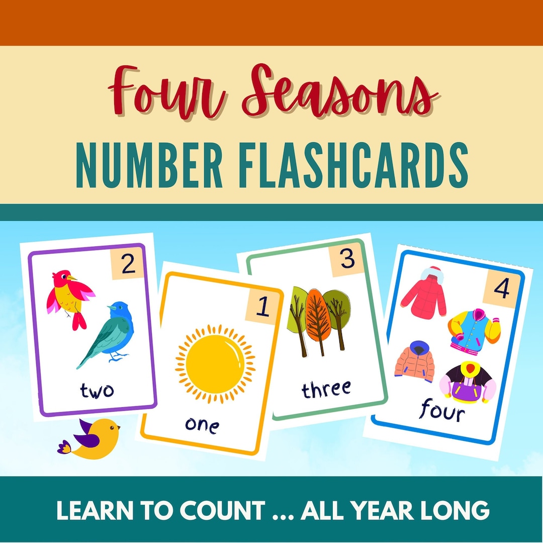 Four Season Number Flashcards for Kids / Preschool Printable ...