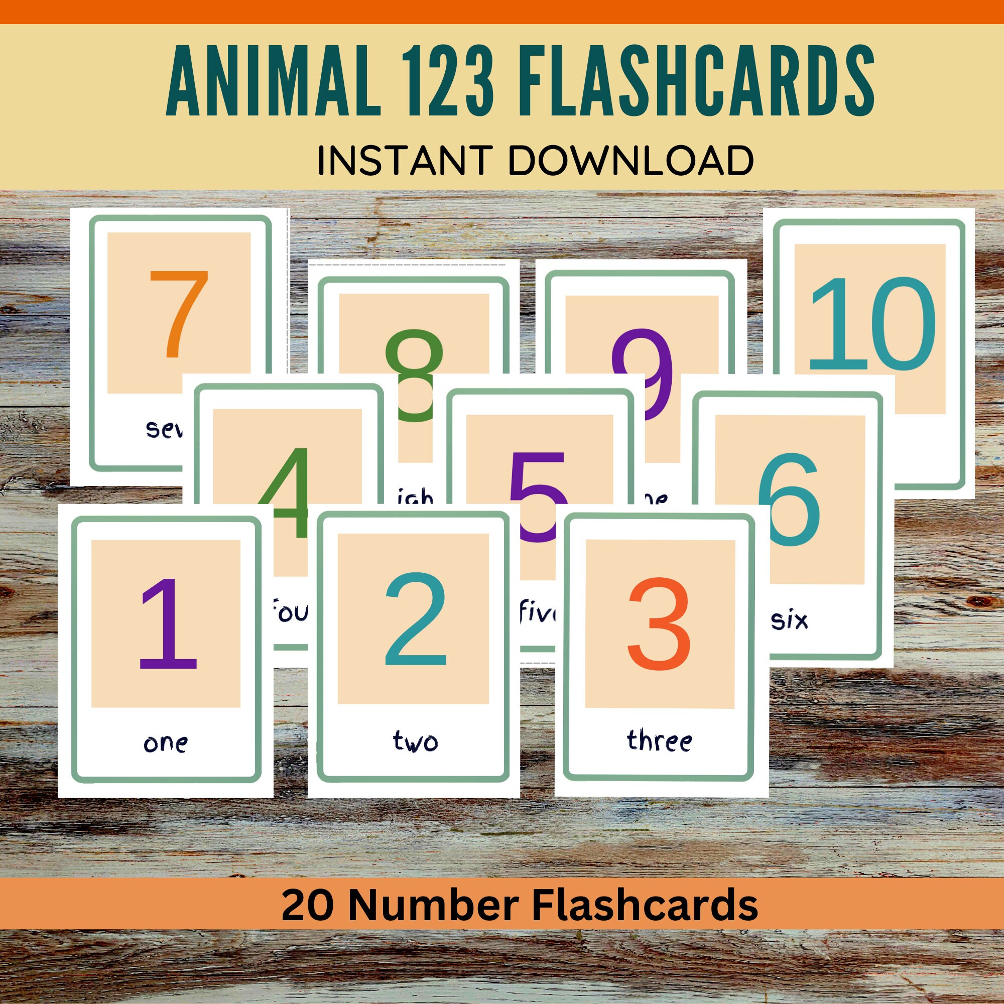 Animal Number Flashcards for Kids / Preschool Printable / Educational ...