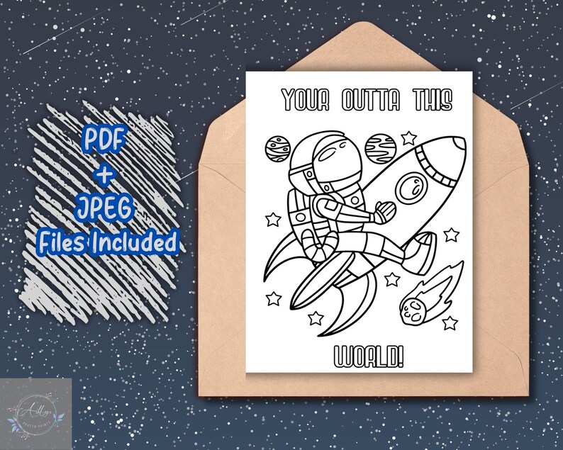 Printable Coloring Card, Birthday or Special Occasion Card, Color Your ...