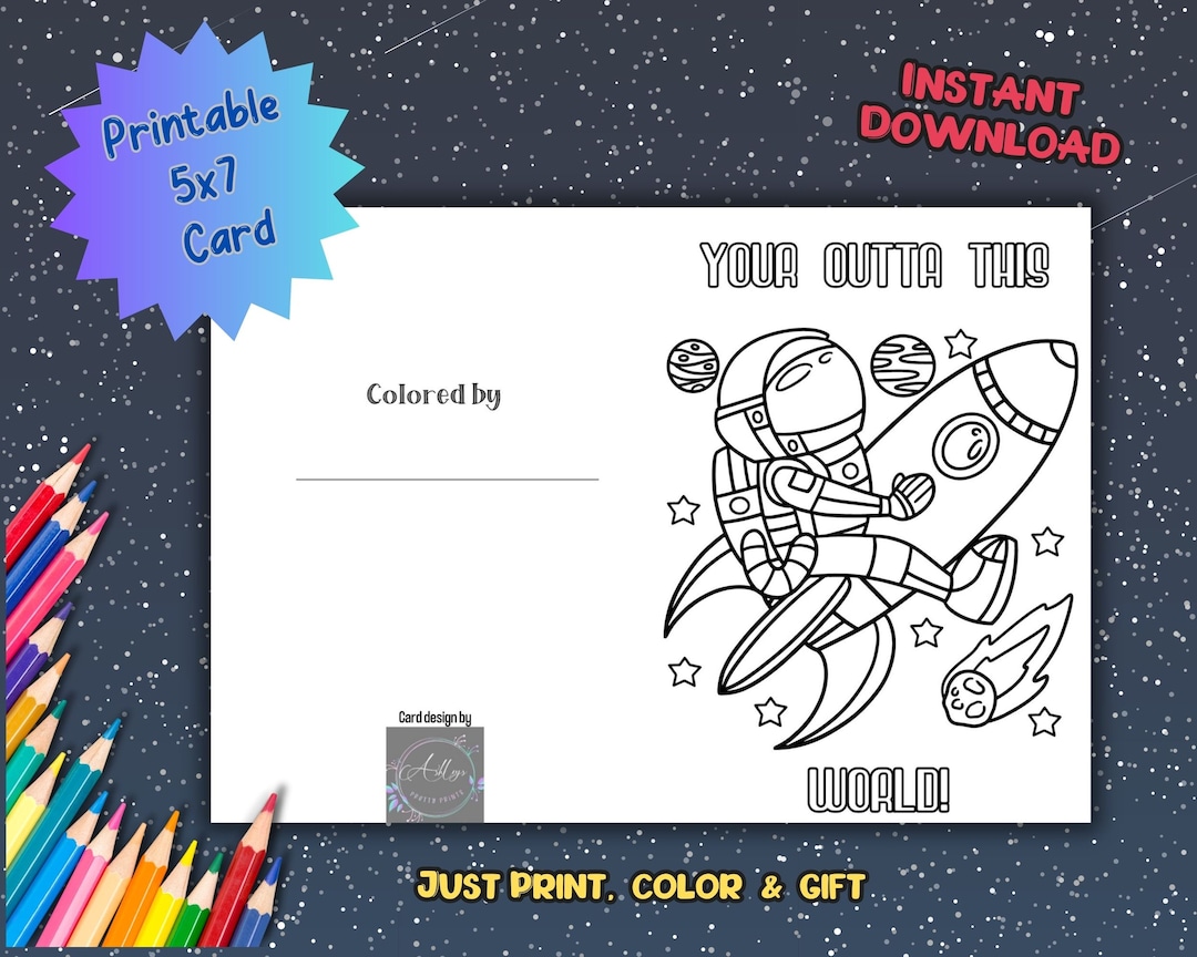 Printable Coloring Card, Birthday or Special Occasion Card, Color Your ...