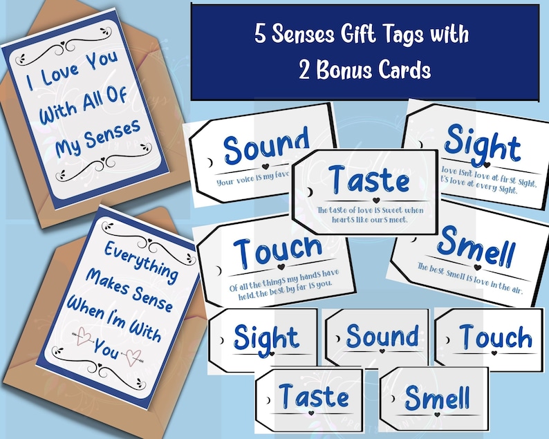 5 Senses Gift Tags & Cards. Five Senses Instant Download - Etsy Australia