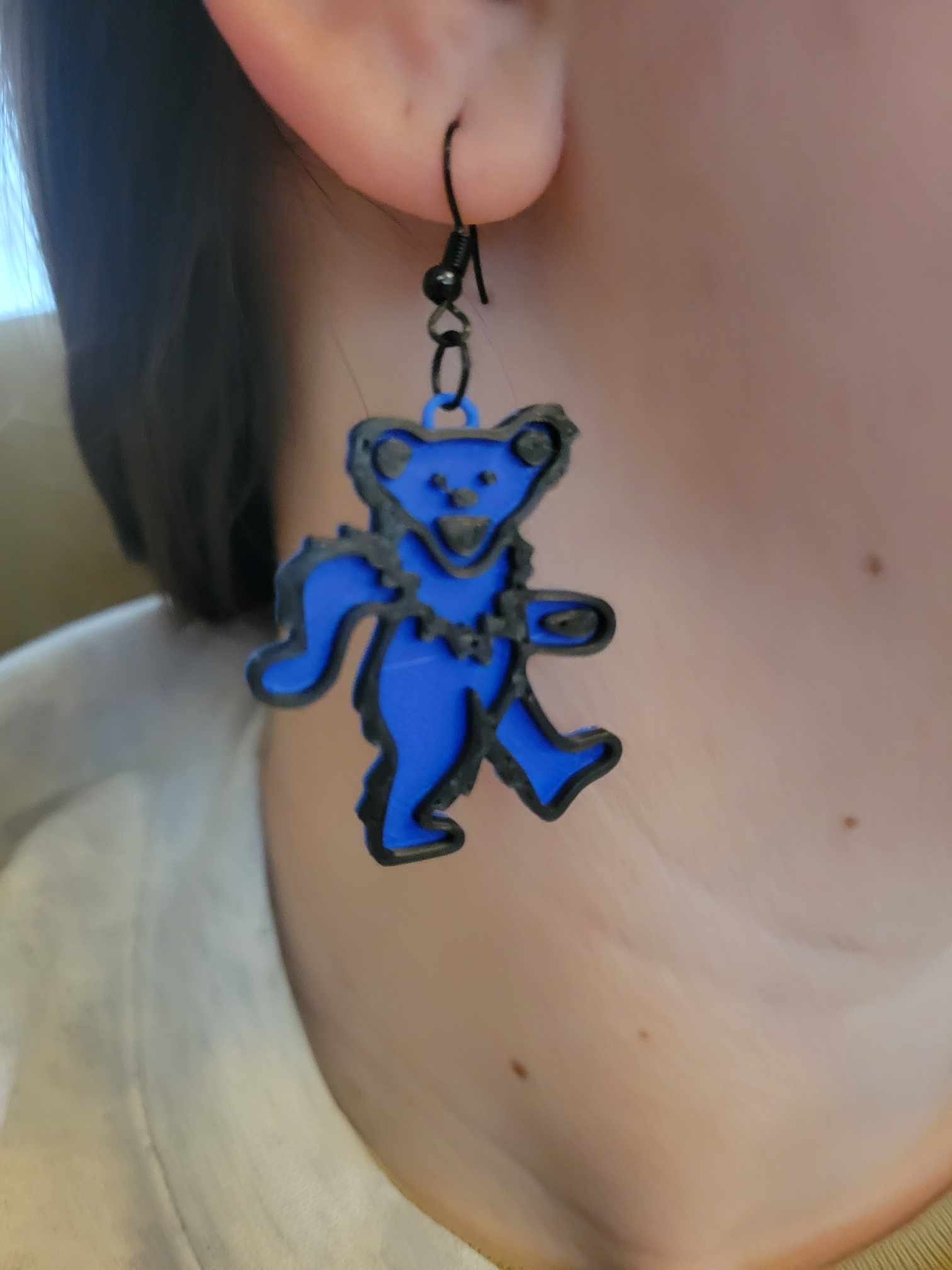 Grateful Dead Dancing Bear Earring Set 1blue 1red - Etsy