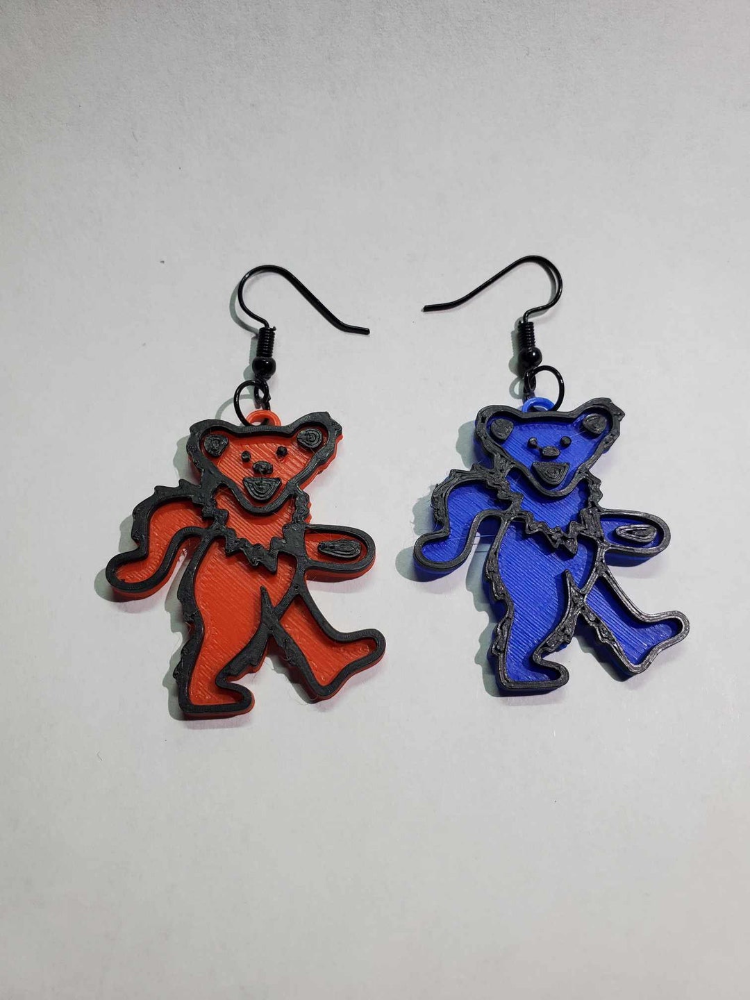 Grateful Dead Dancing Bear Earring Set 1blue 1red - Etsy