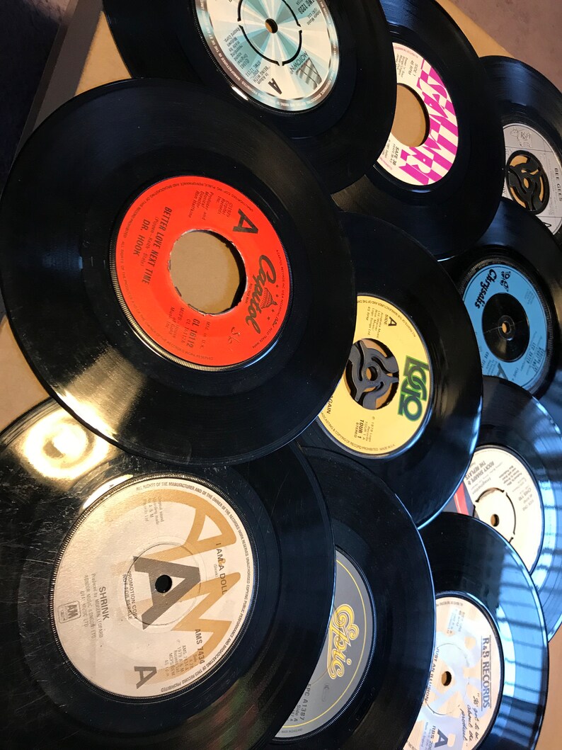 10 X Vintage Vinyl 7 Inch Records for Arts and Crafts, DIY Projects. 7 ...