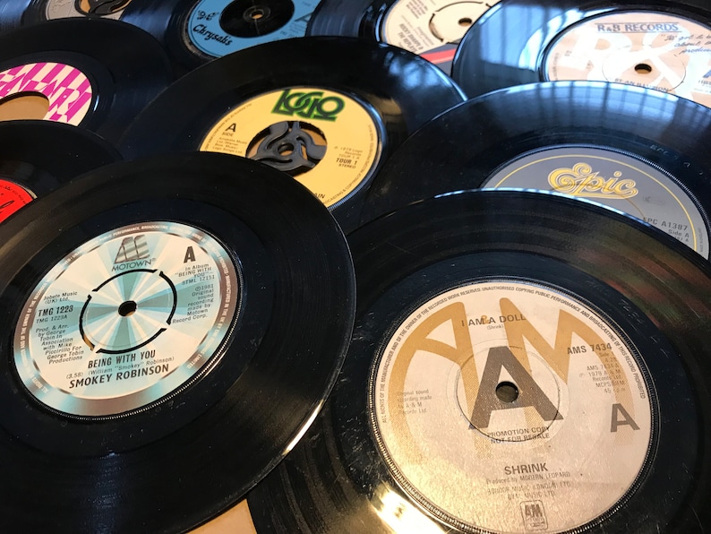 10 X Vintage Vinyl 7 Inch Records for Arts and Crafts, DIY Projects. 7 ...
