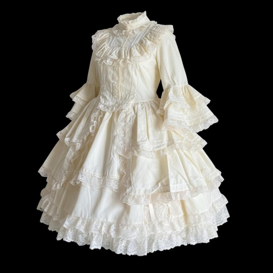 Bodyline Cream Classic Lolita Dress – Victorian Lace Tiered Opments JP ...